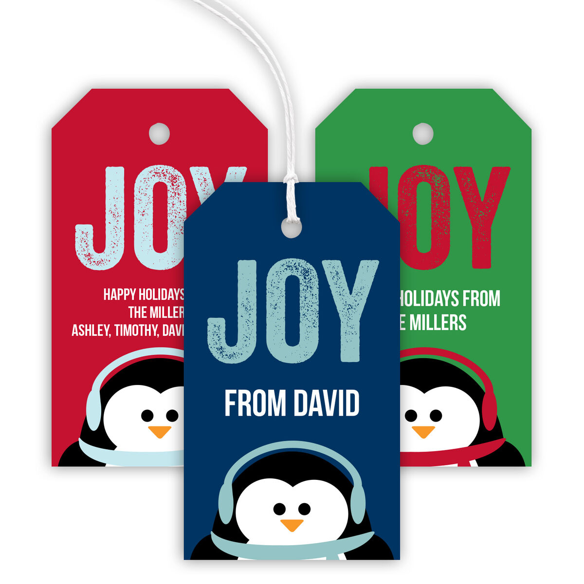Custom Penguin Holiday Hanging Gift Tags