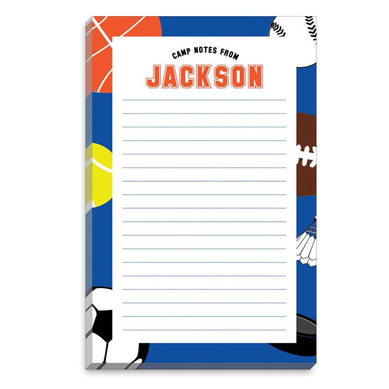Custom Blue Sports Border Camp Notepads