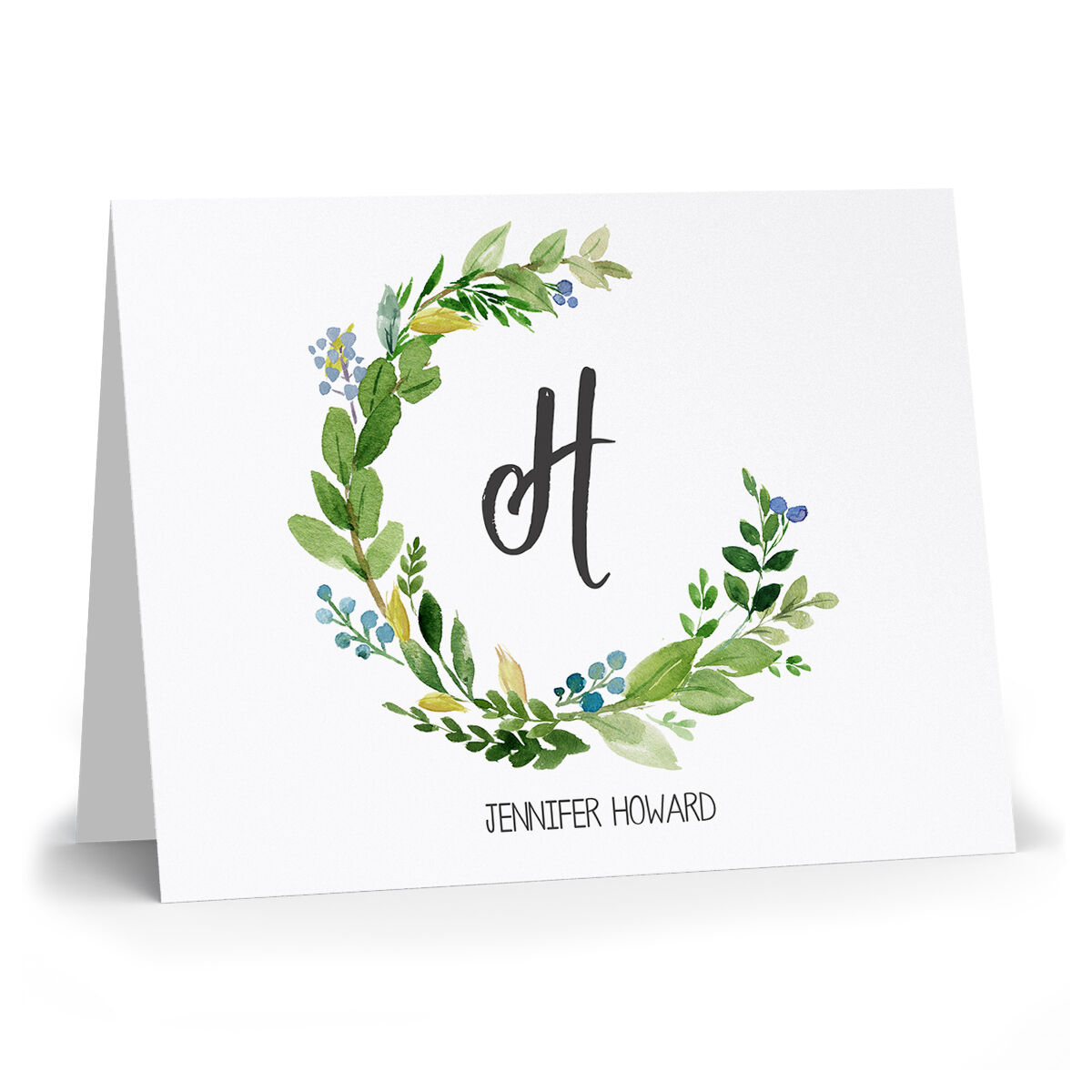 Arched Green Swag Folded Note Cards