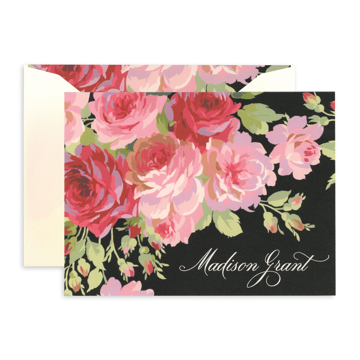 Personalized Black Rose Folded Note Cards
