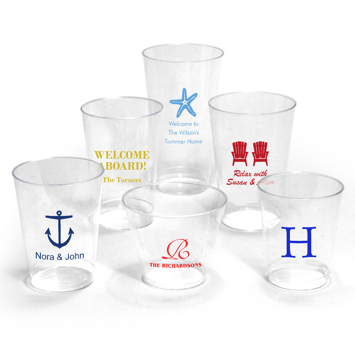 Personalized Design Your Own Nautical Theme Clear Plastic Cups