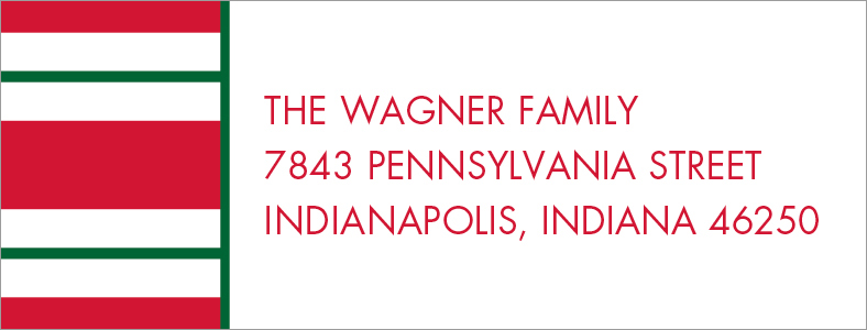 Custom Red and Green Stripe Return Address Labels