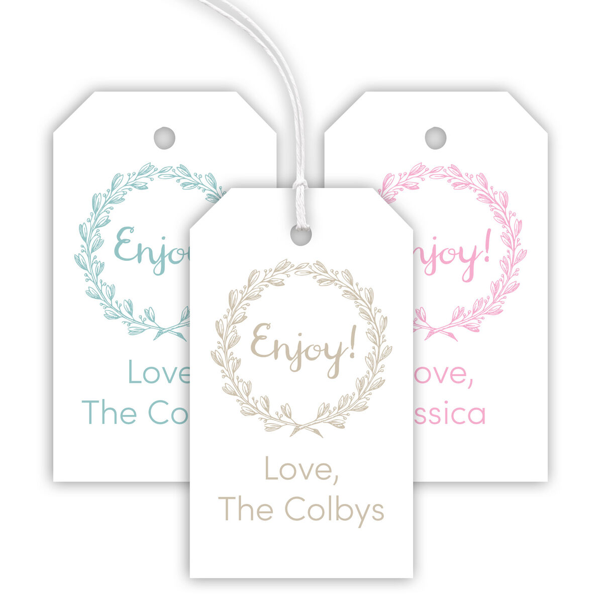 Custom Enjoy Wreath Hanging Gift Tags