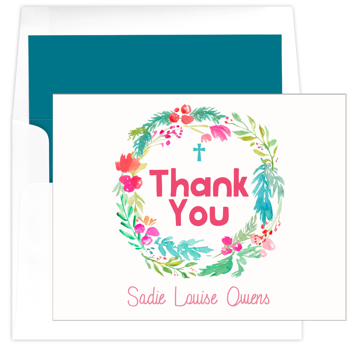 Bright Floral Folded Thank You Note Cards