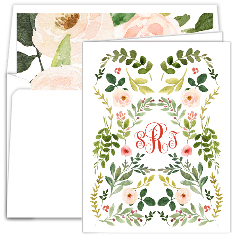 Garden Vines Vertical Folded Note Cards