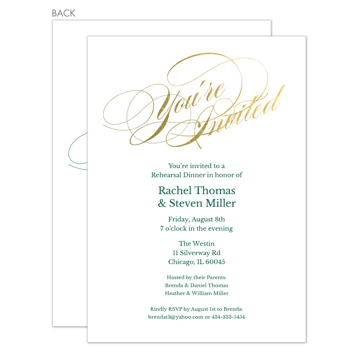 Custom Romantic Script Foil Invitations