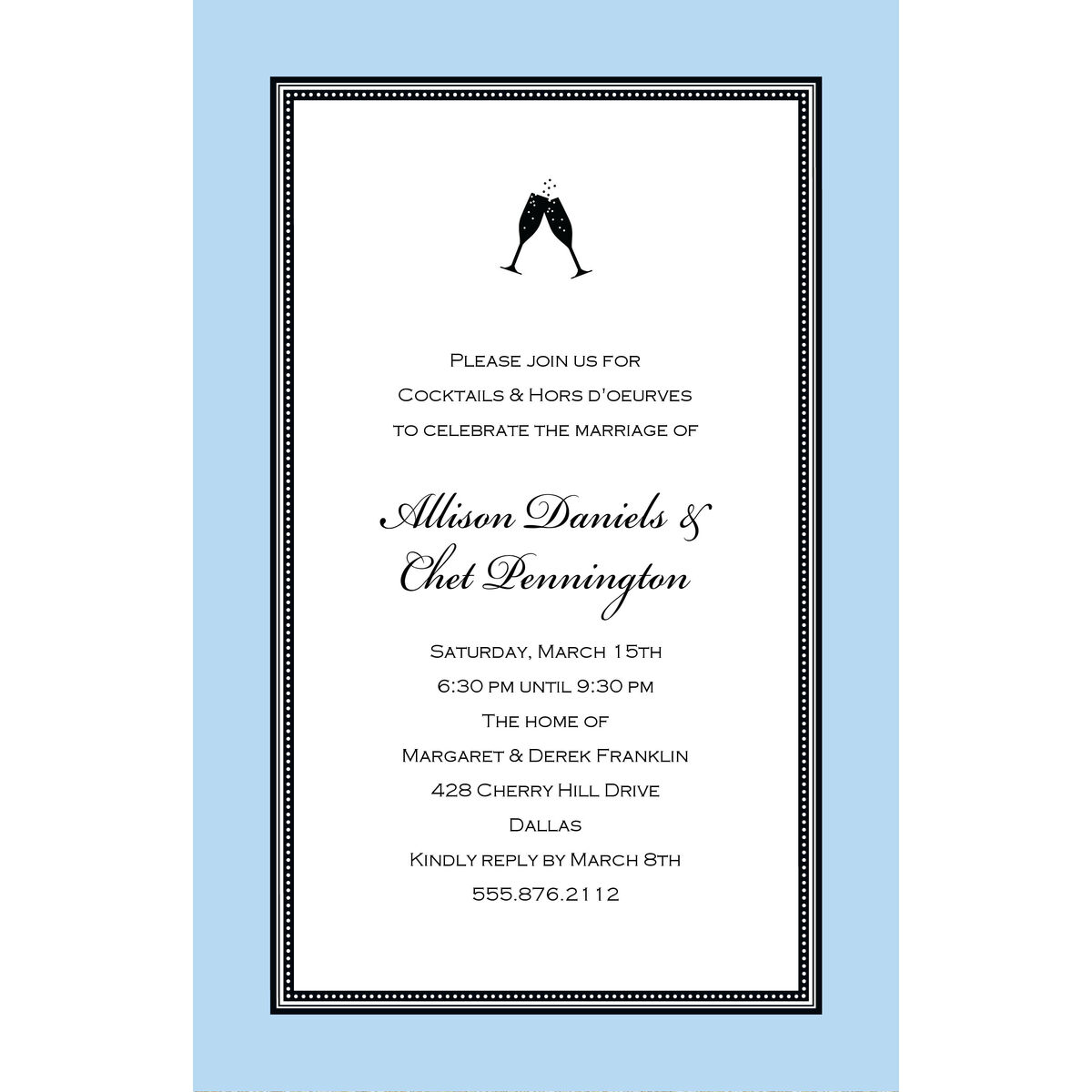 Custom Etched Blue Border Invitations