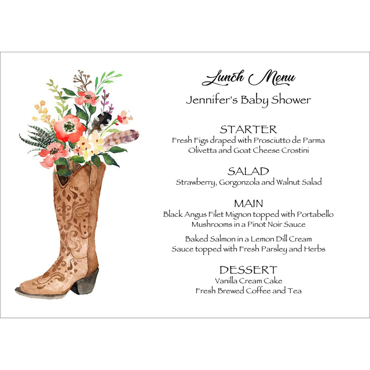 Western Boot Menus