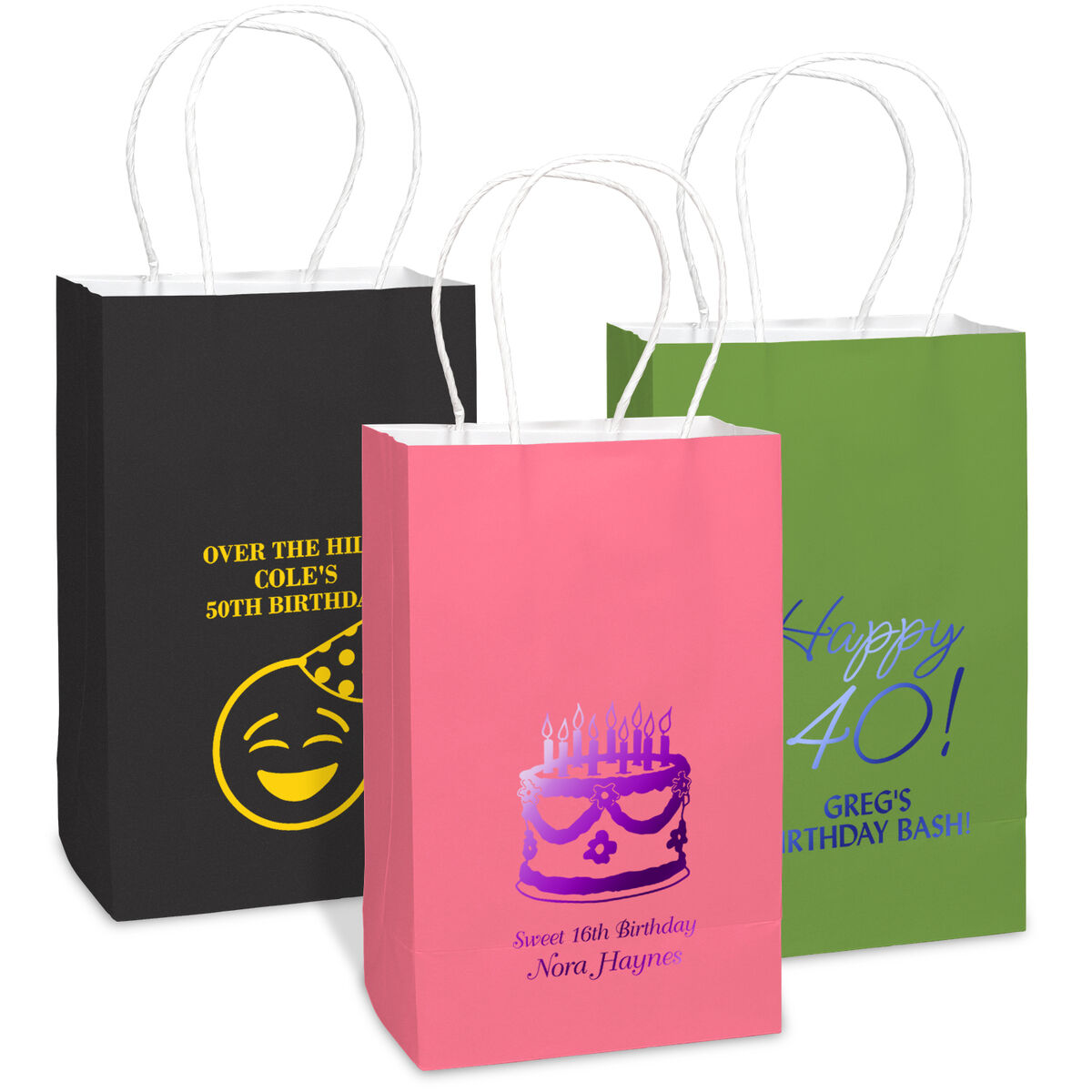 Custom Design Your Own Birthday Medium Twisted Handled Bags