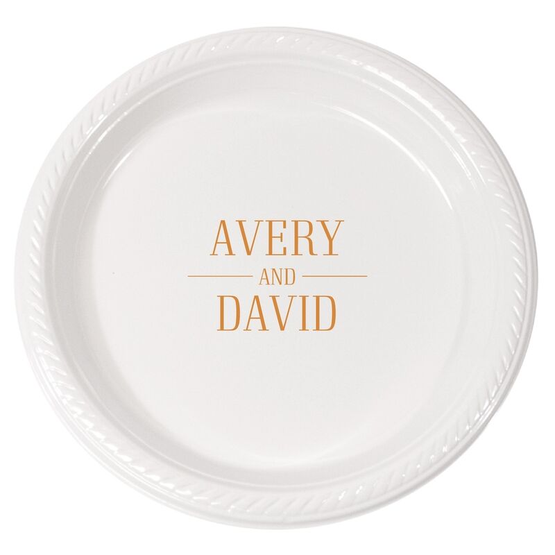 Custom Personalized Modern Couple Detail Plastic Plates