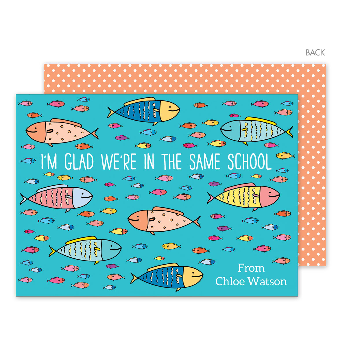 Personalized School of Fish Valentine Exchange Cards