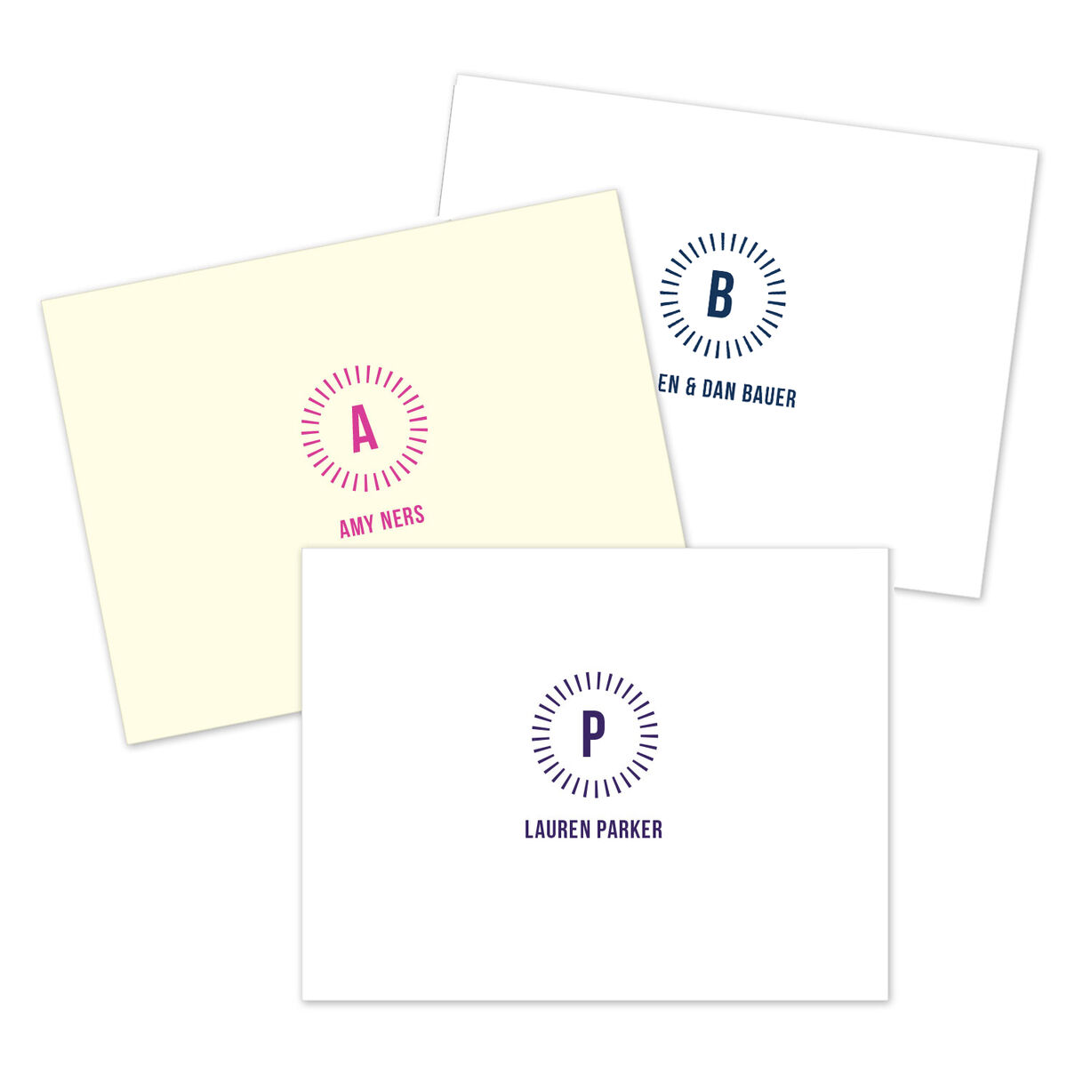 Initial Dial Thank You Folded Note Cards - Raised Ink