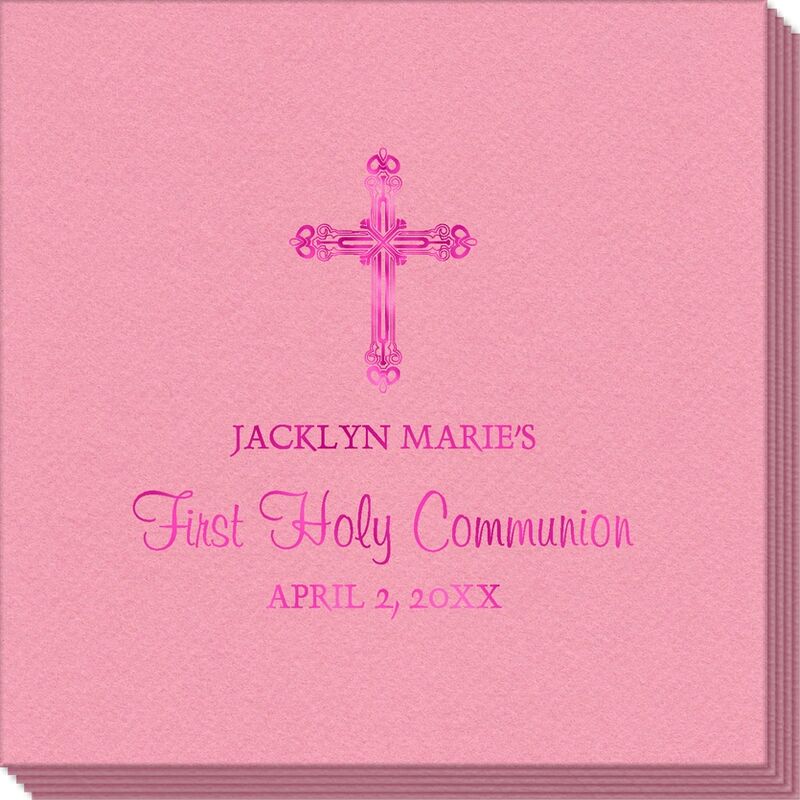 Personalized Religious Cross Linen Like Napkins