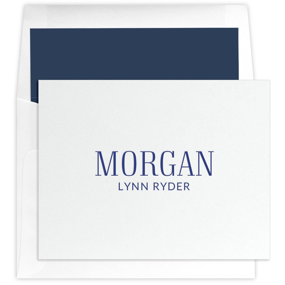 Personalized Stacked Modern Text Folded Note Cards - Letterpress