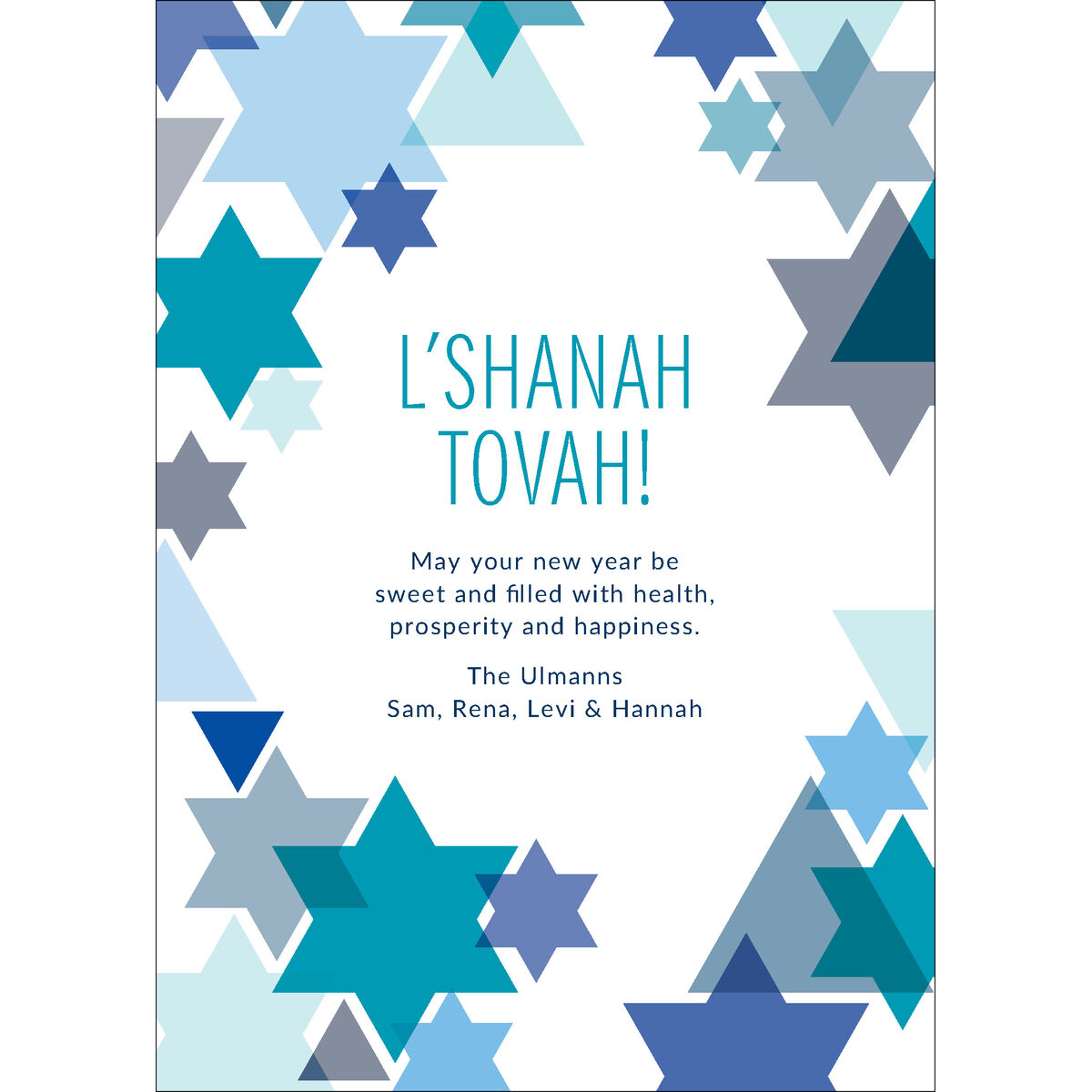 Custom Star of David Jewish New Year Cards