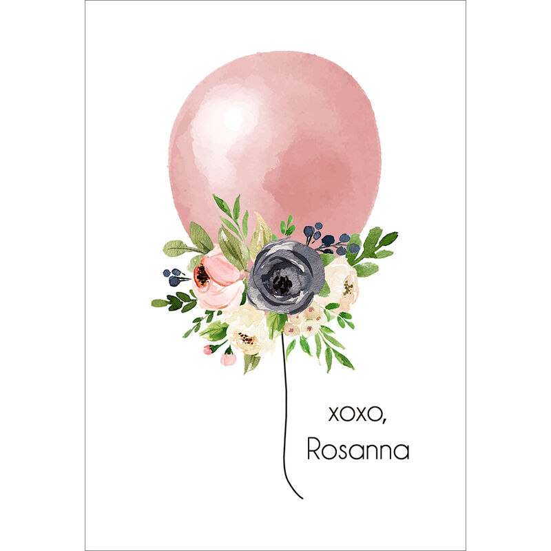 Custom Pink Floral Balloon Gift Stickers