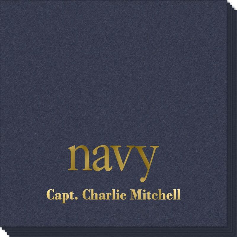 Personalized Big Word Navy Linen Like Napkins