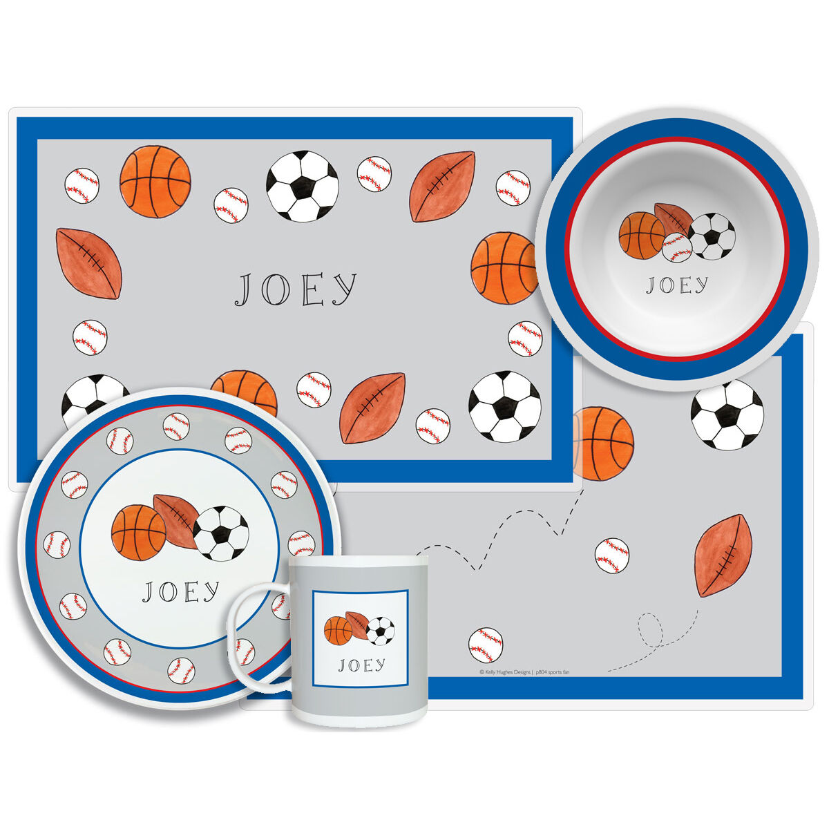 Personalized Sports Fan 4-Piece Dinnerware Set