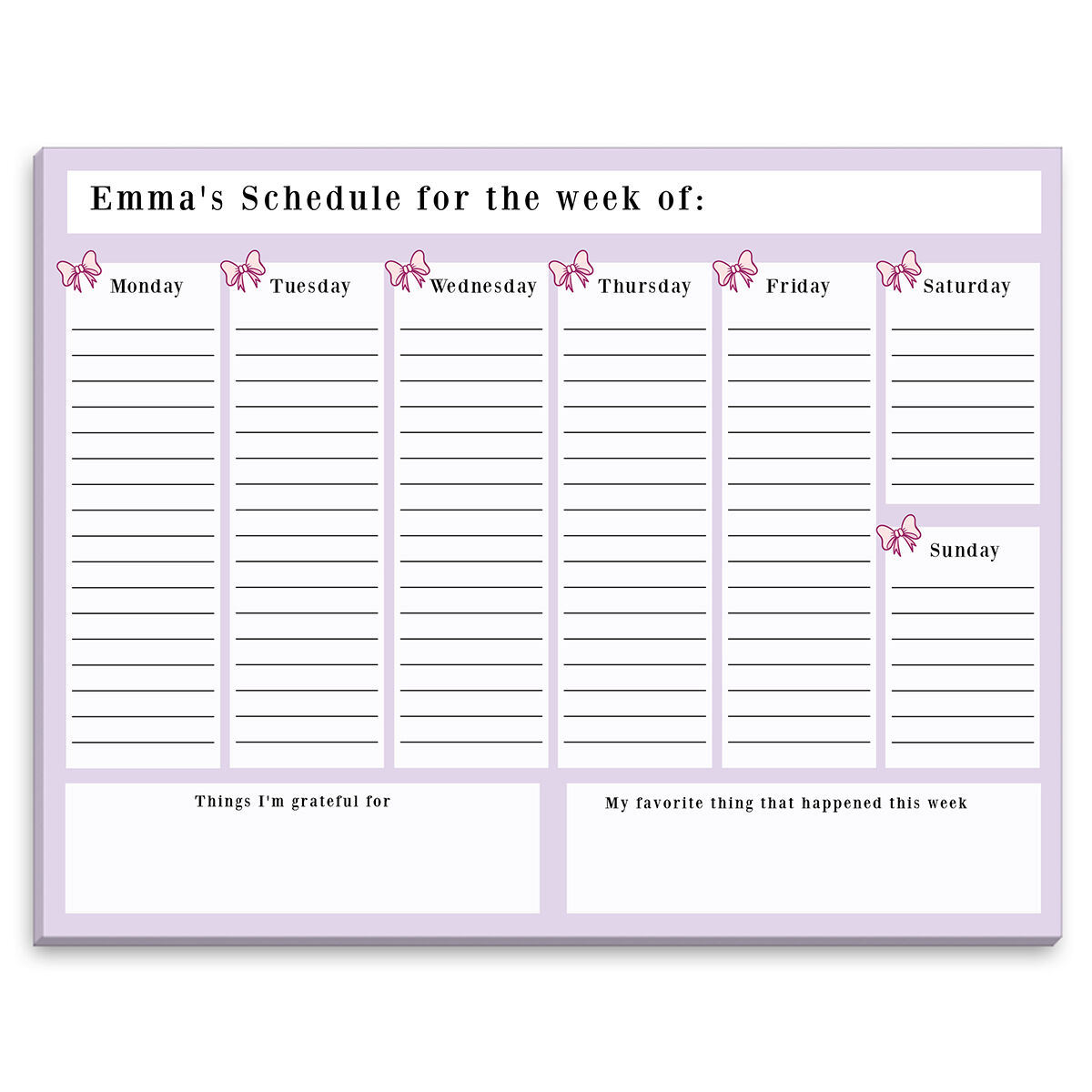 Custom Little Bows Weekly Scheduler