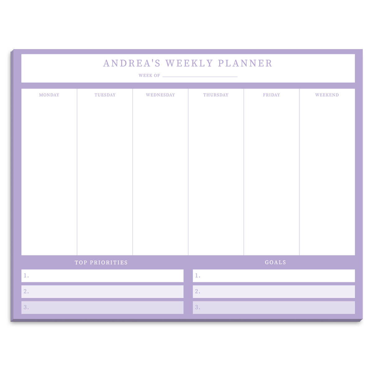 Colored Border Weekly Scheduler