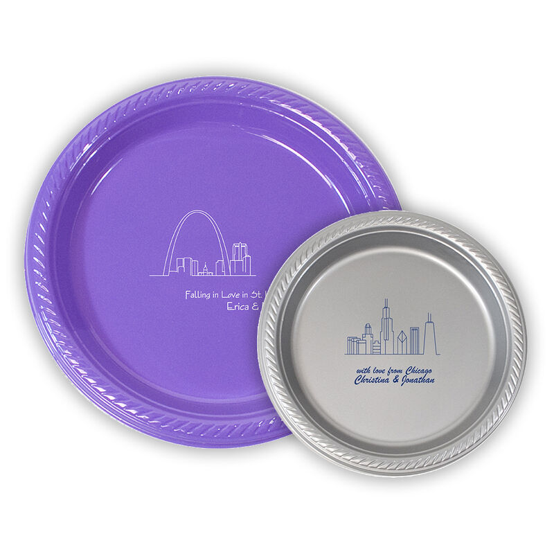 Personalized Design Your Own Skyline Plastic Plates