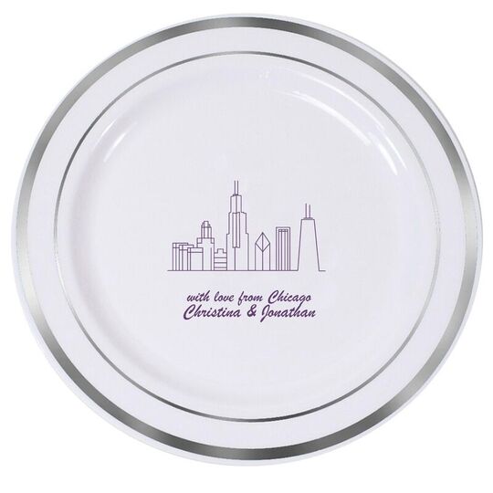 Personalized Design Your Own Skyline Premium Banded Plastic Plates