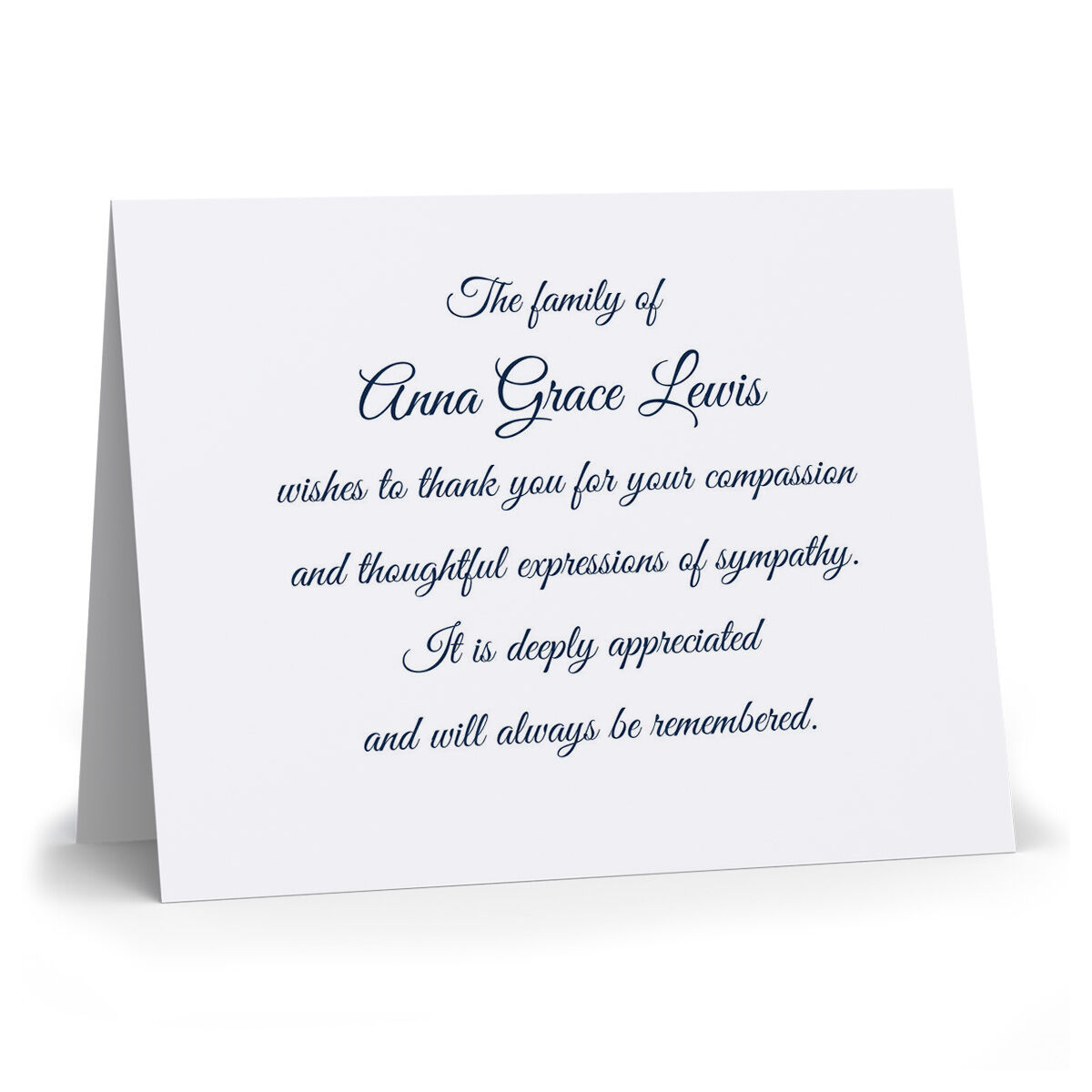 Custom Triple Thick Canvas Folded Sympathy Cards - Raised Ink
