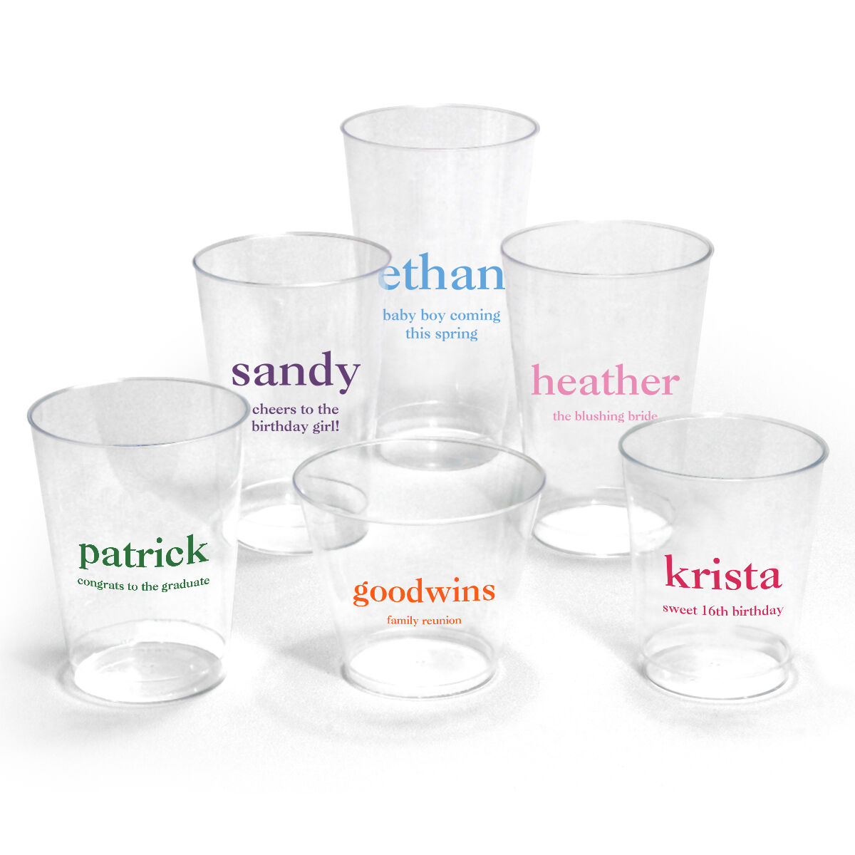 Personalized Design Your Own Big Name with Text Clear Plastic Cups