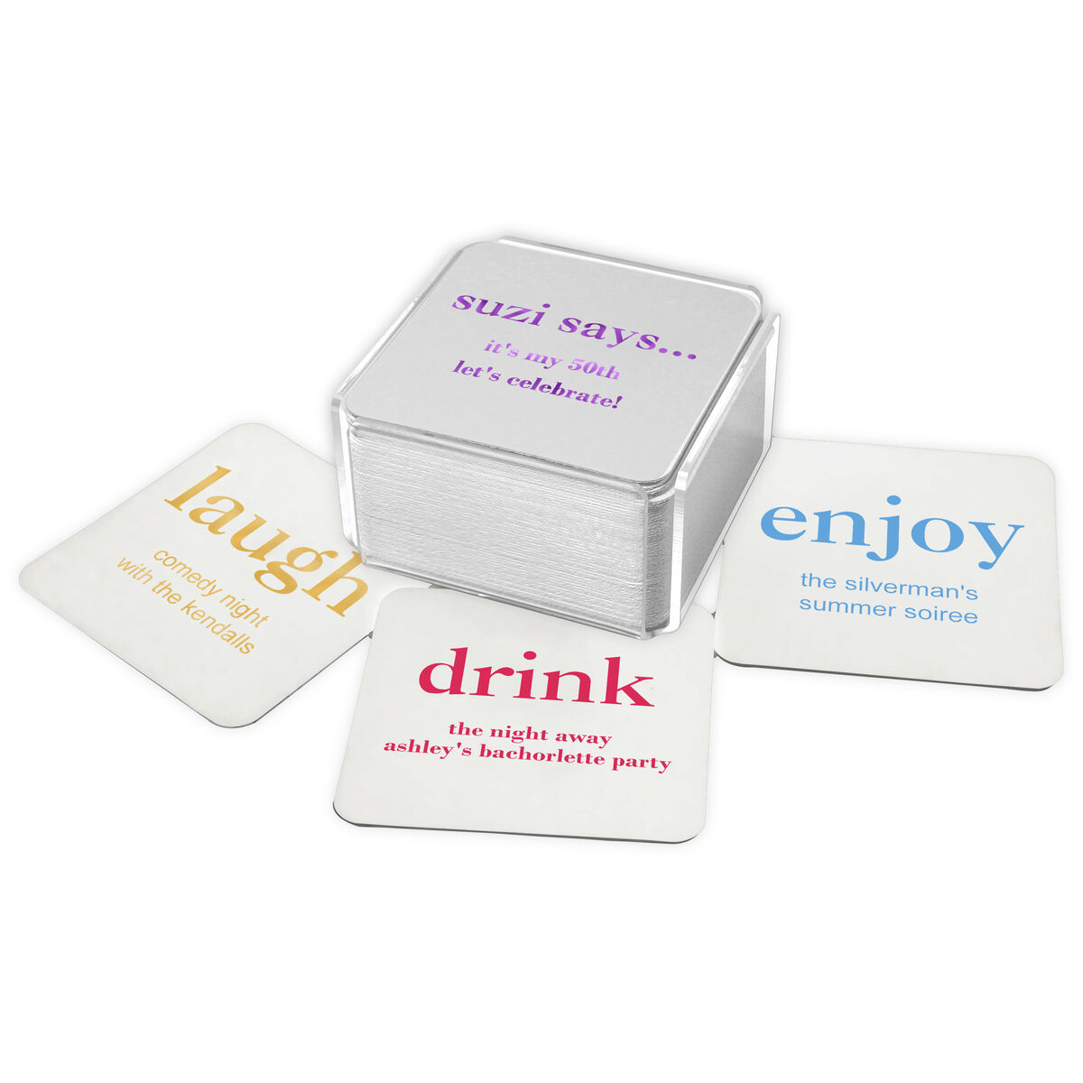 Personalized Design Your Own Big Word Square Coasters
