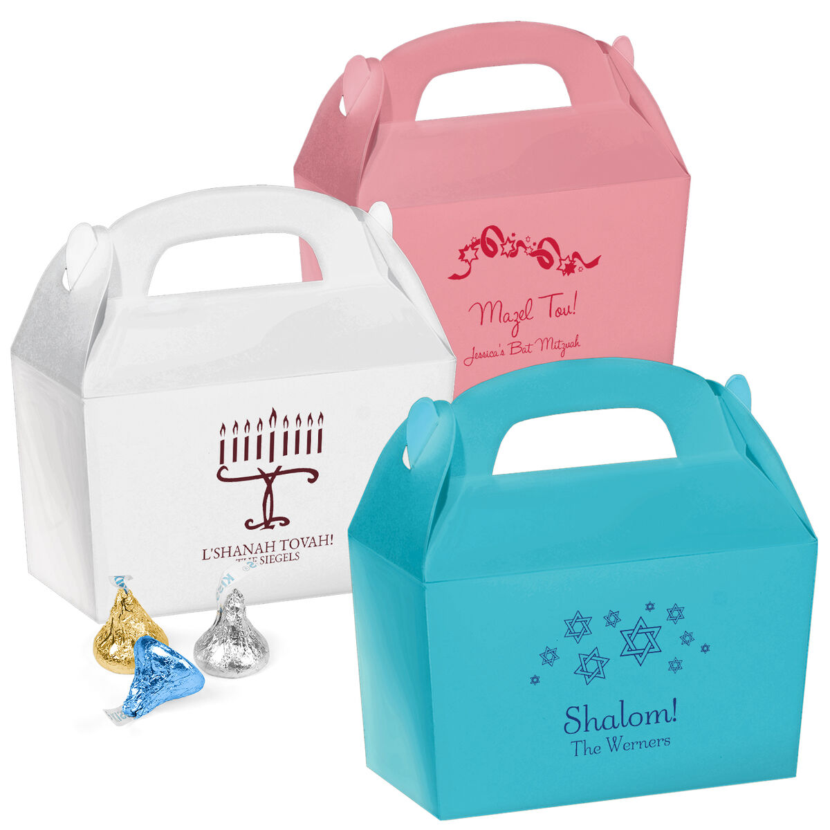Personalized Design Your Own Jewish Celebration Gable Favor Boxes