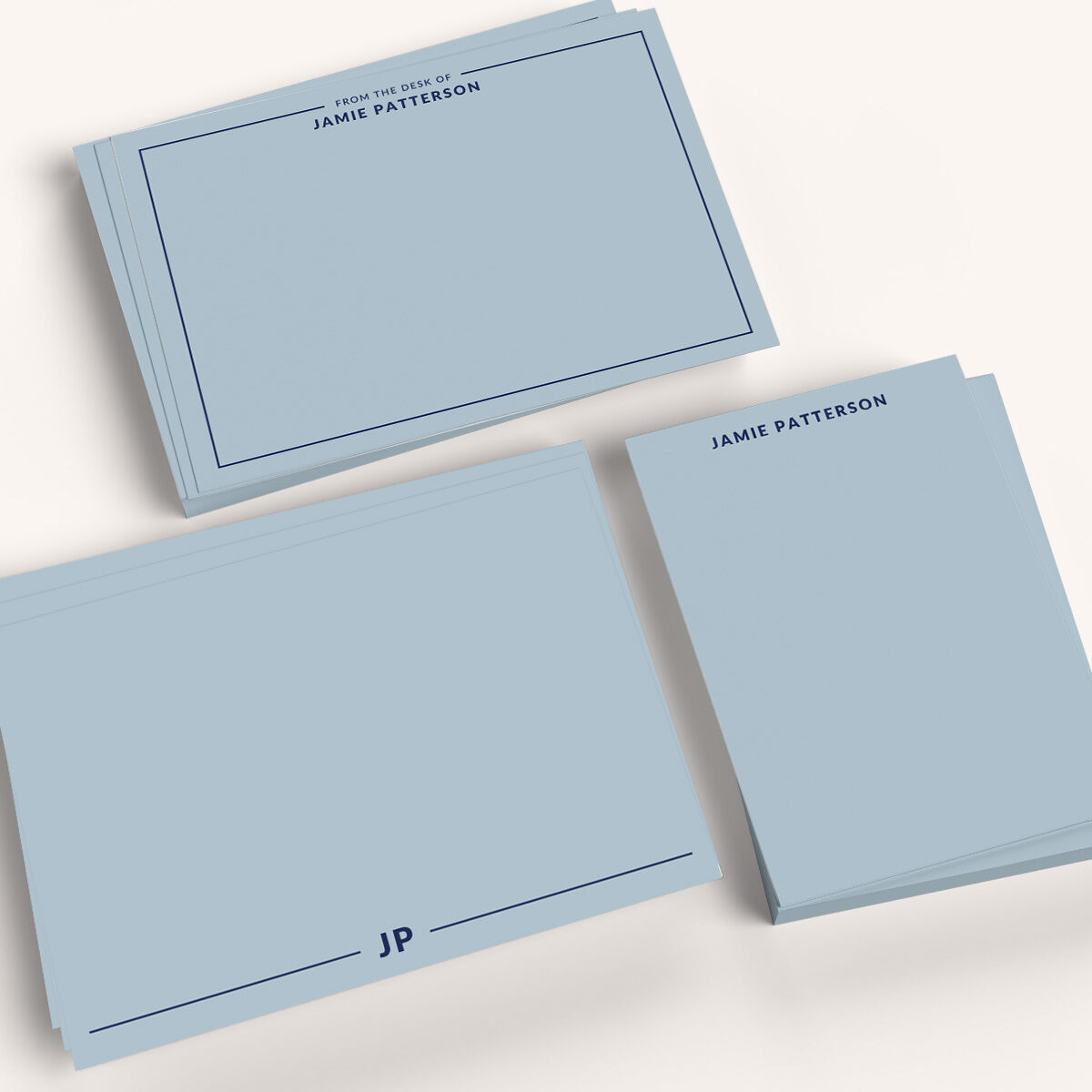 Personalized Banker Blue Flat Note Card Collection