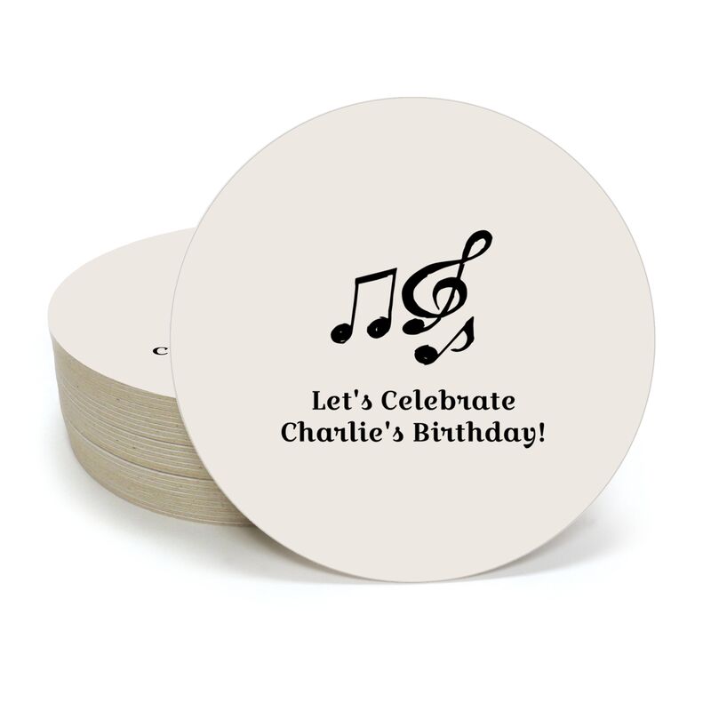 Personalized Music Notes Round Coasters