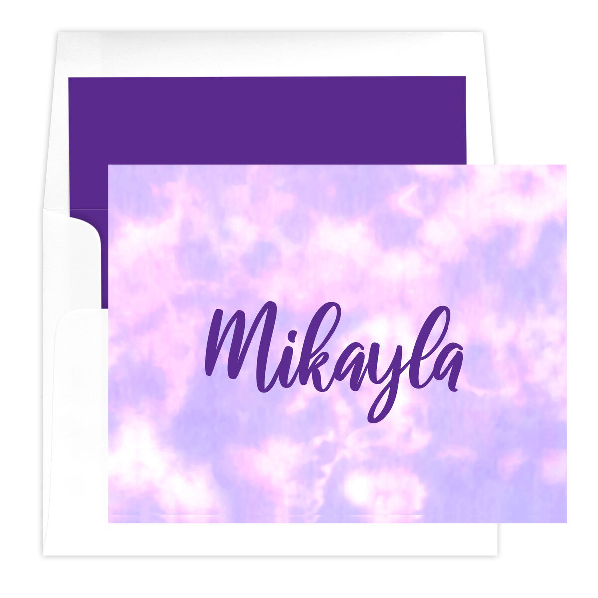 Personalized Shades of Purple Tie-Dye Folded Note Cards