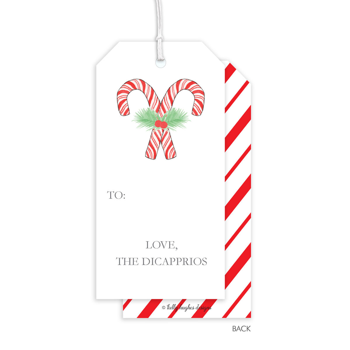 Custom Candy Cane Stripes Large Hanging Gift Tags