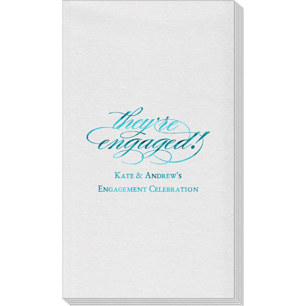 Personalized Script They're Engaged Linen Like Guest Towels